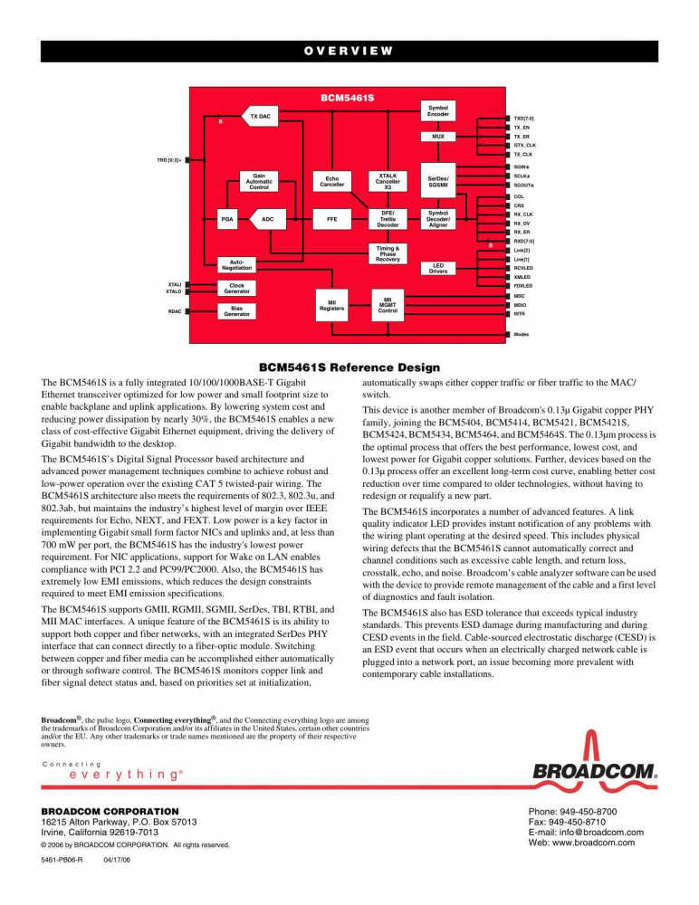 BCM5461S technical document page 2