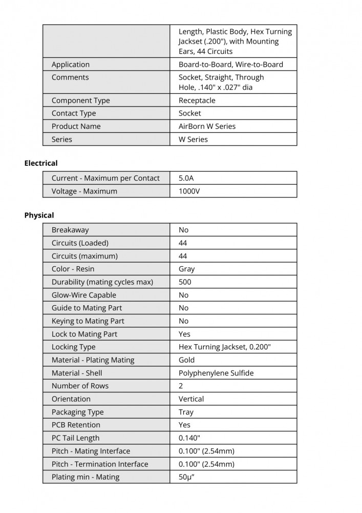 WTB44SAD9JTB technical document page 2