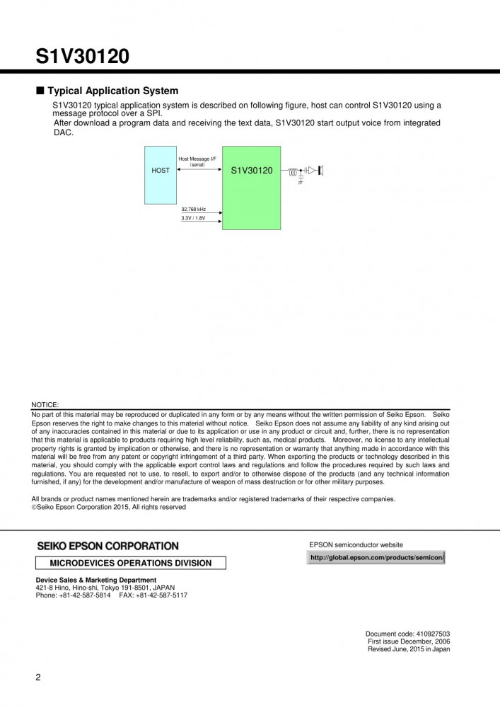 EPSON S1V30120 technical document page 2