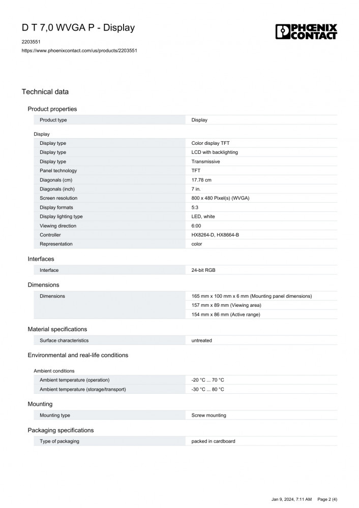 Phoenix Contact 2203551 technical document page 2