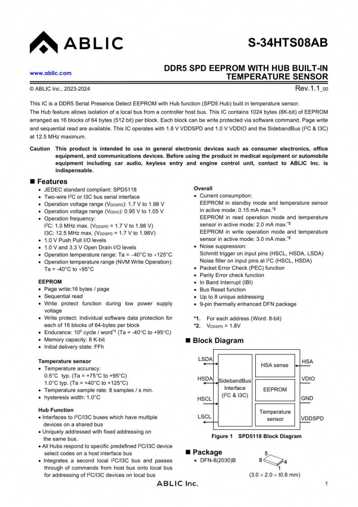 S-34HTS08AB datasheet page 1