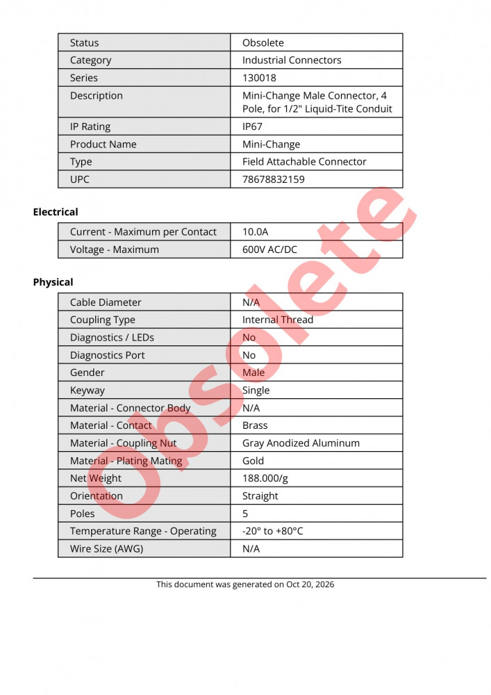 Technical document image 2 for MOLEX 1300180184