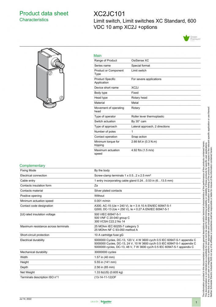 XC2JC101 technical document page 1