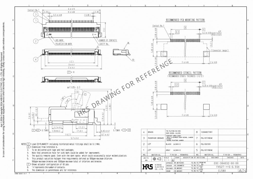 HRS FH52T technical drawing page 1