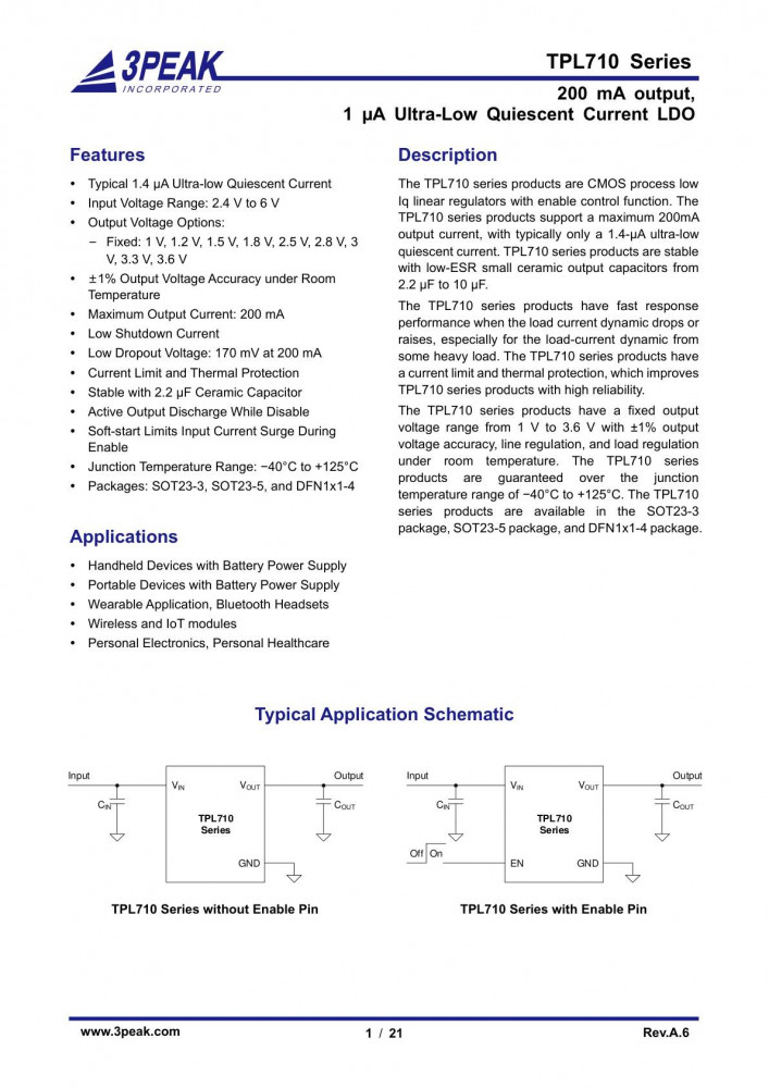 TPL710 datasheet page 1