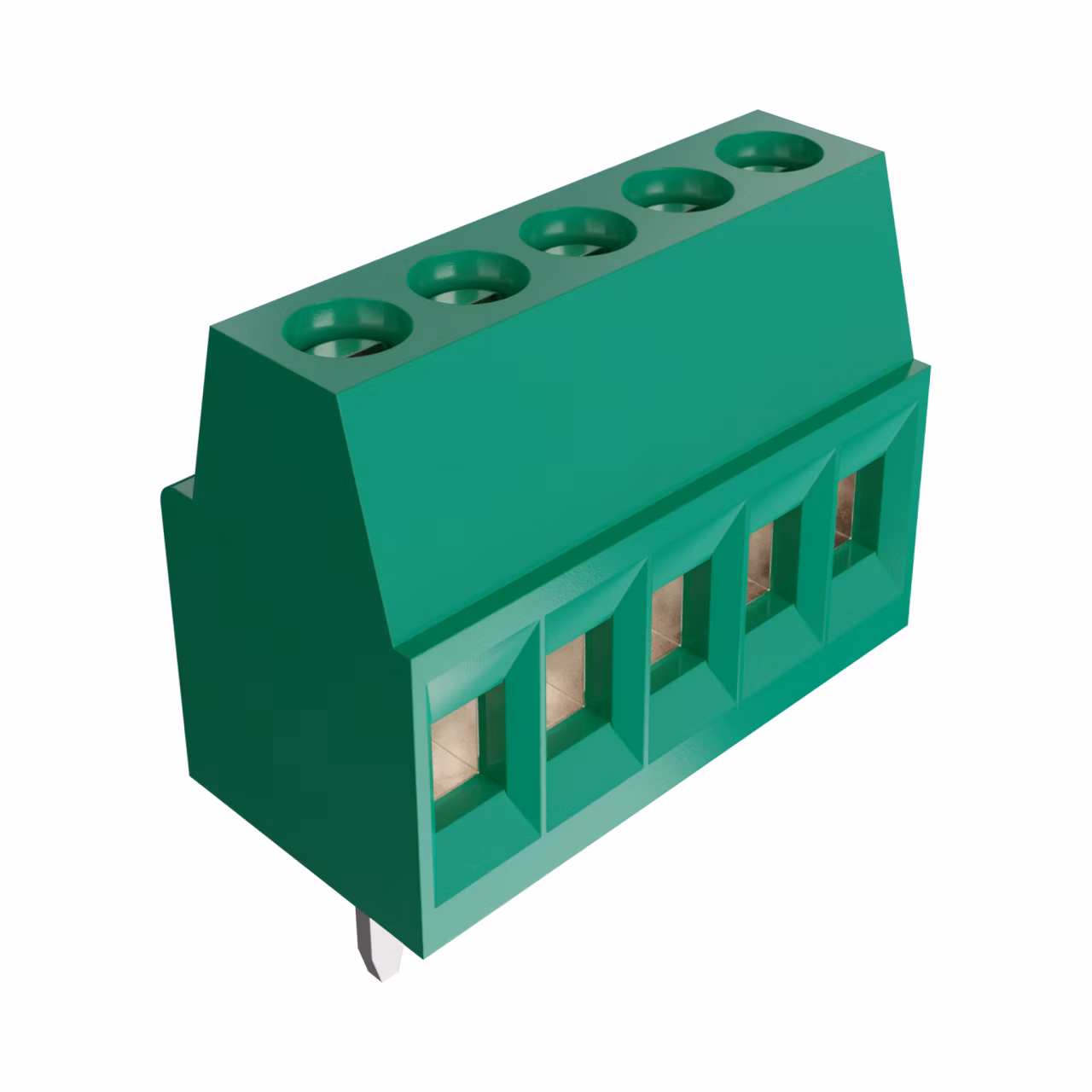 2.54mm Pitch Beau Eurostyle Fixed Mount PCB Terminal Block, Green, 5 Circuits for sale