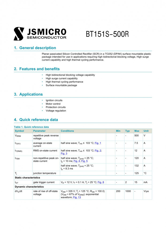 BT151S-500R datasheet page 1