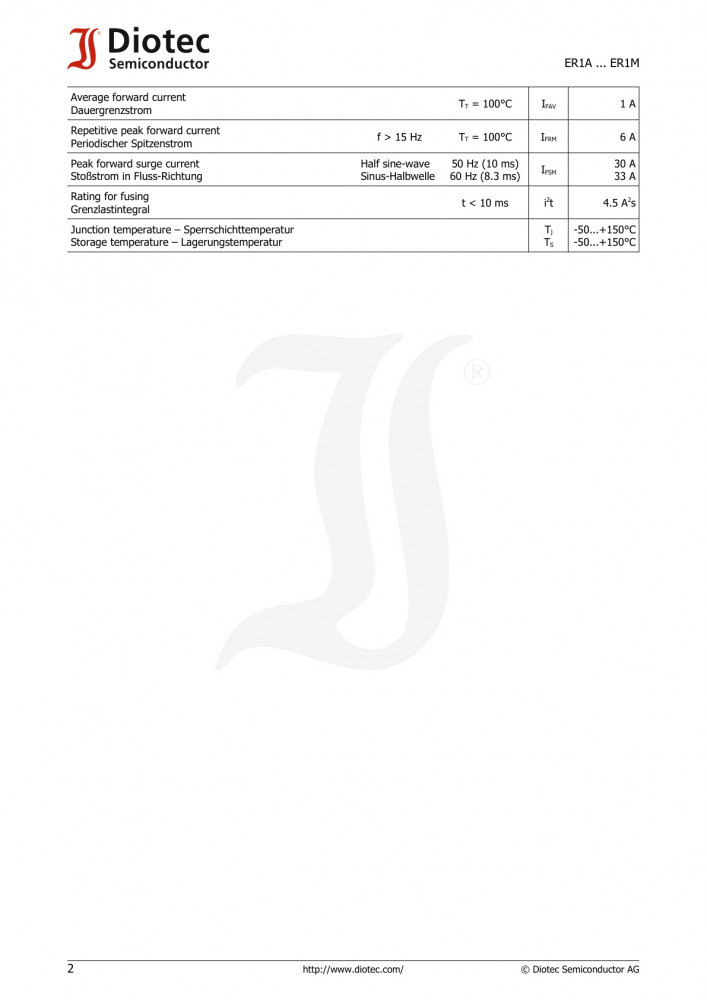 DIOTEC ER1D datasheet page 2