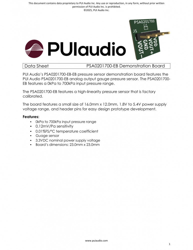 PSA0201700-EB datasheet page 1