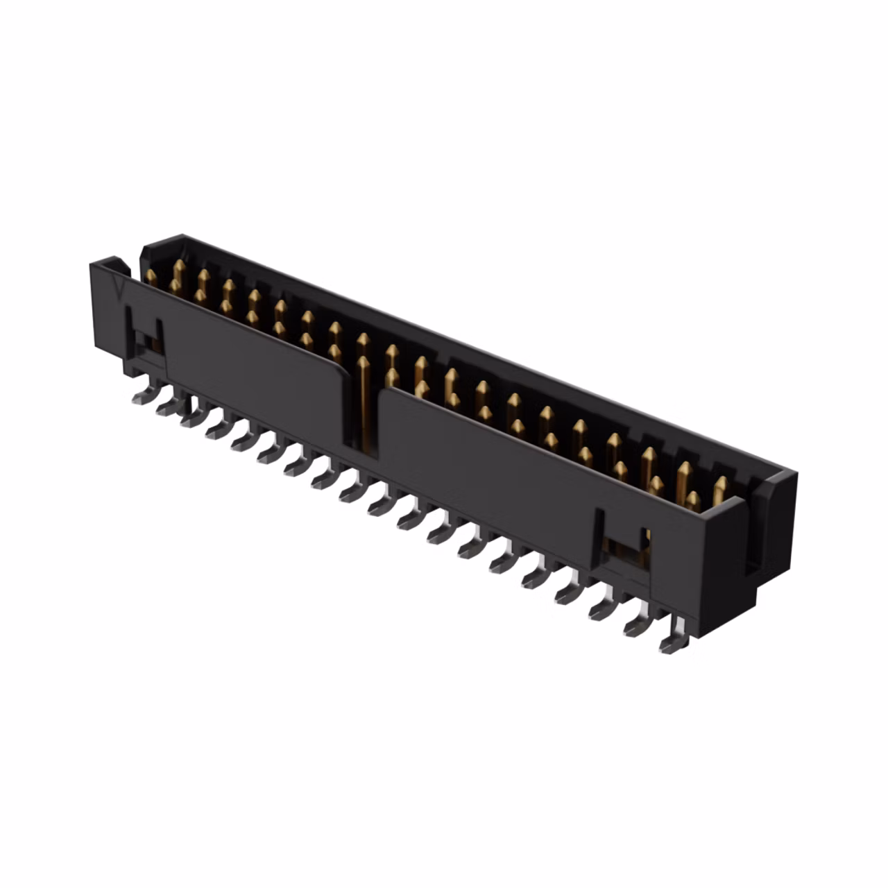 2.00mm Pitch, Milli-Grid PCB Header, Dual Row, Vertical, Surface Mount, Shrouded, 38 Circuits, 0.76µm Gold (Au) Plating, Dual Side Slots, Dual Friction Locks, Center Polarization, with Pegs, Tube for sale