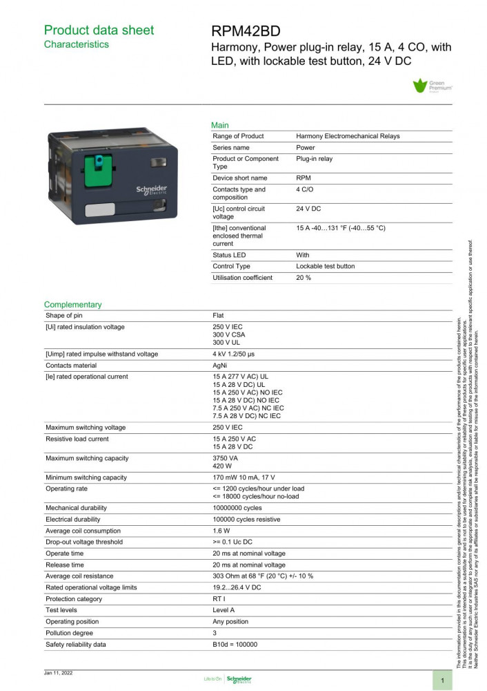 RPM42BD technical document page 1