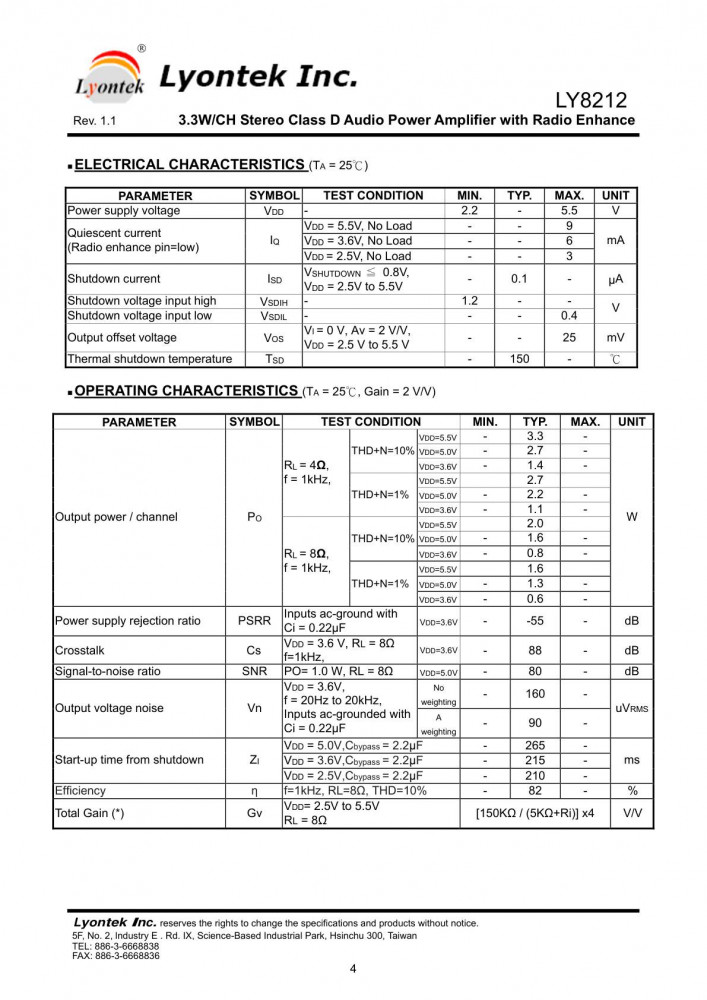 LY8212SLT datasheet page 4