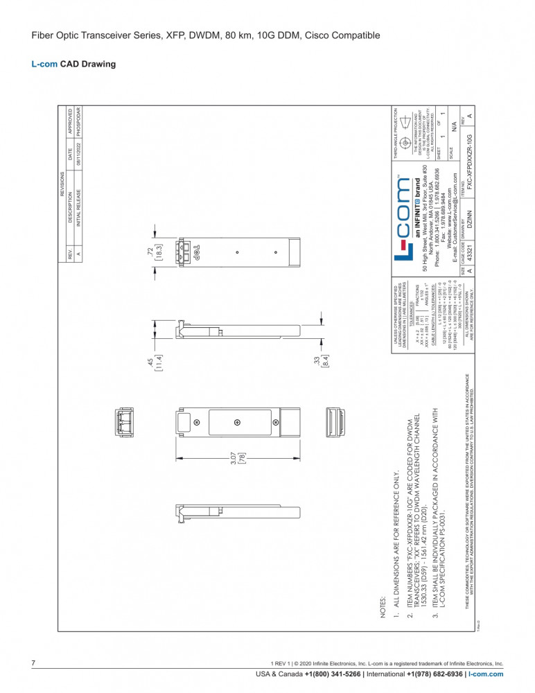 FXC-XFPD49ZR-10G-CSC datasheet page 7