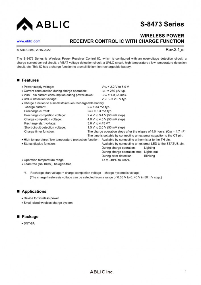 S-8473 datasheet page 1