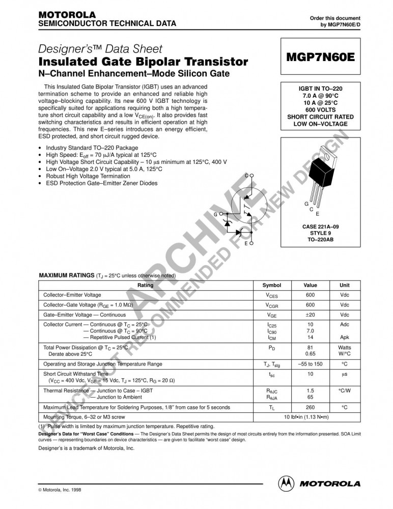 MGP7N60E datasheet page 1