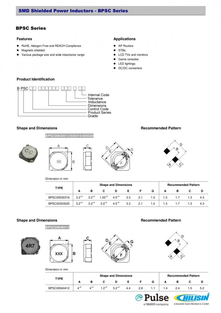 Chilisin BPSC datasheet page 1