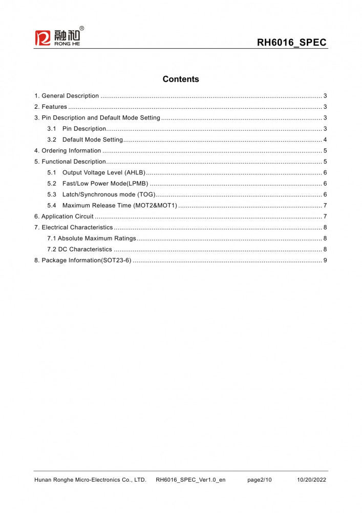 RH6016 datasheet page 2