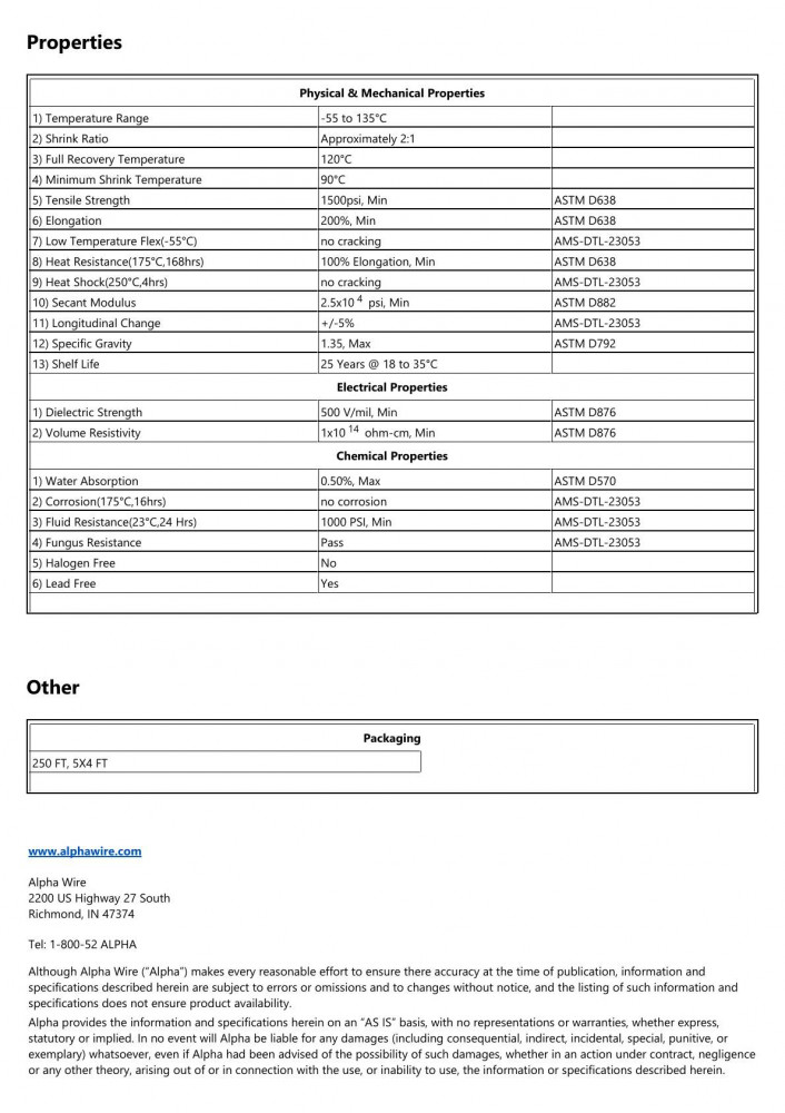 Alpha Wire F2603/4 GY003 technical document page 2