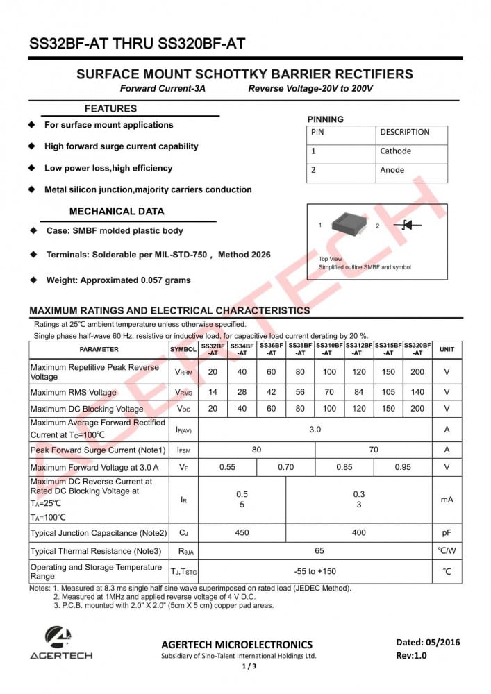 SS34BF-AT datasheet page 1