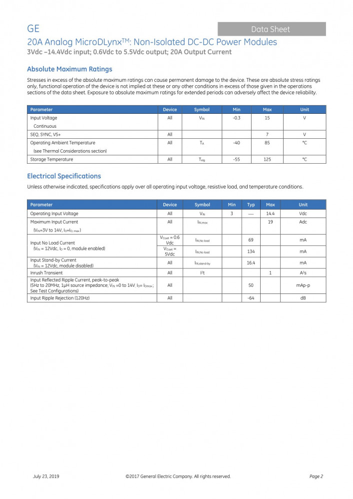 UVT020A0X3-SRZ datasheet page 2