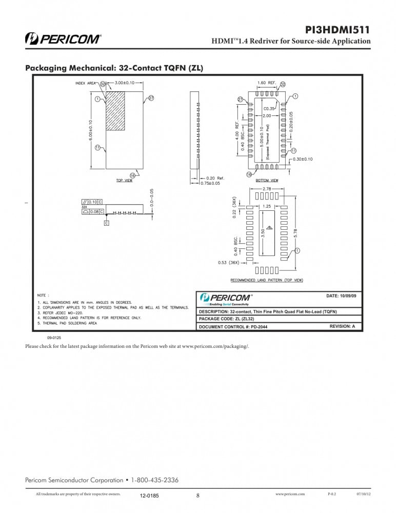 PI3HDMI511ZLEX datasheet page 8