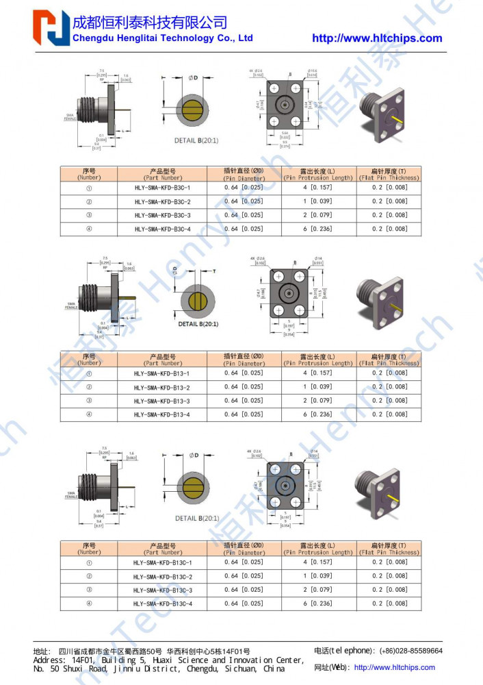 HenryTech SMA connector specification page 2