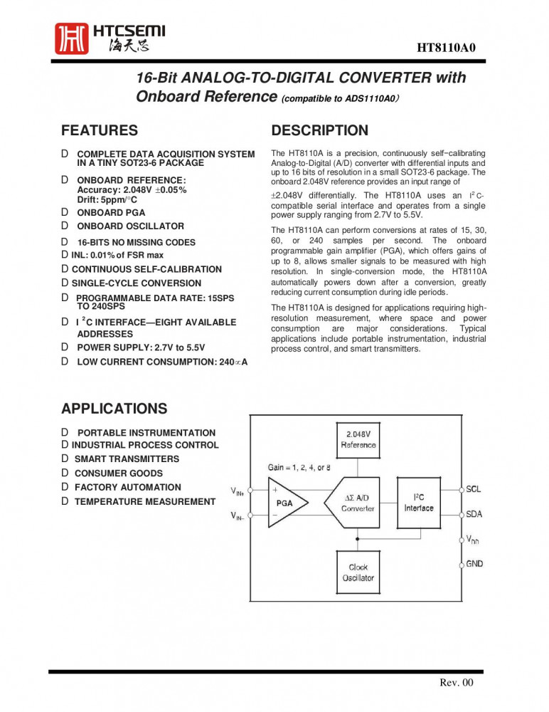 HT8110A datasheet page 1