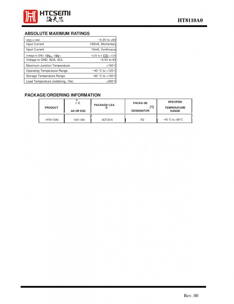 HT8110A datasheet page 2