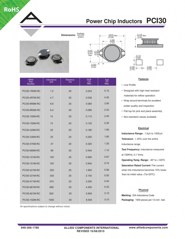 PCI30 series product documentation page