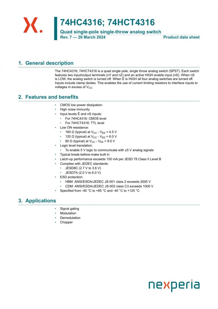 74HC4316PW,118 datasheet page 1