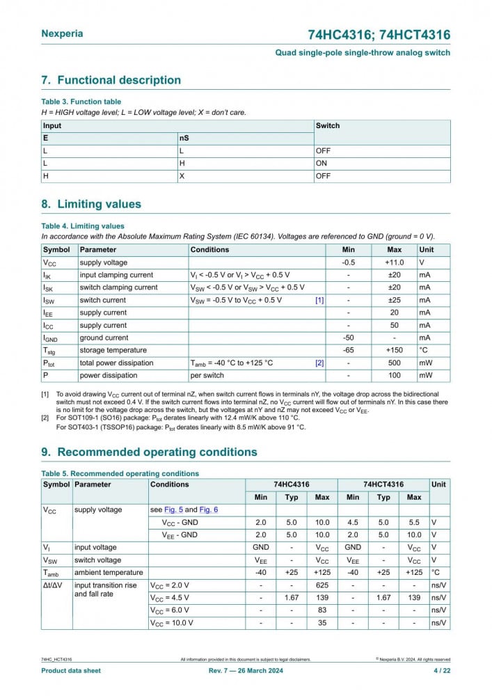 74HC4316PW,118 datasheet page 4