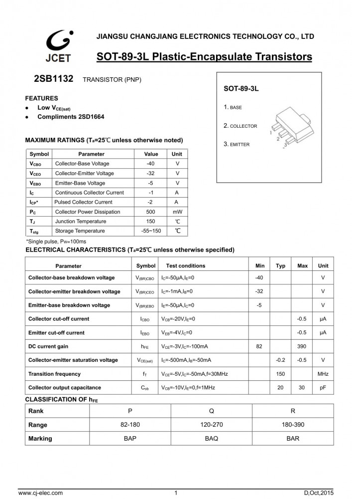 2SB1132 datasheet page 1