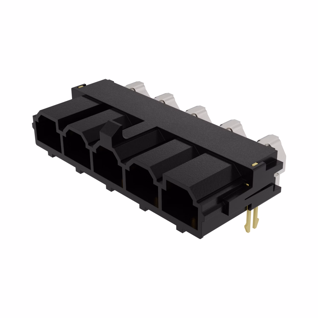 Mini-Fit Sr. Right-Angle Header, 10.00mm Pitch, Single Row, 5 Circuits, 3.50mm Tail Length, for 1.57mm PCB, 0.76µm Gold (Au) Plating, with Clip for sale
