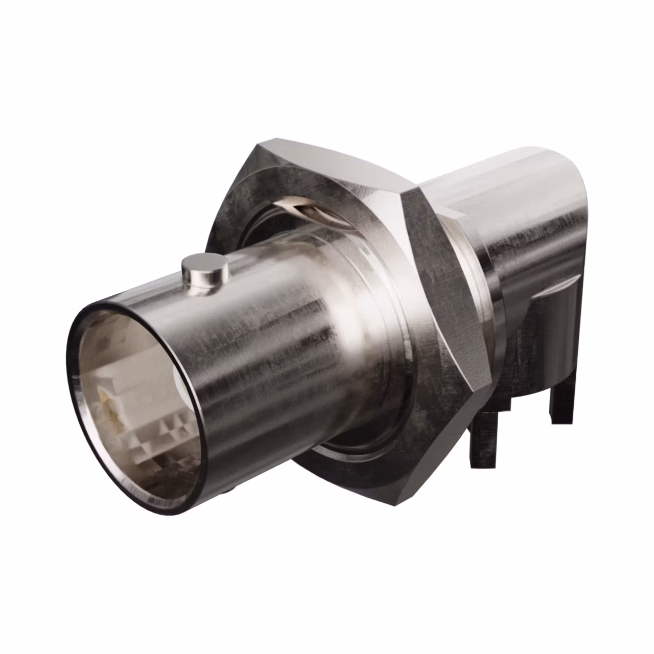 BNC Jack, Right-Angle, Bulkhead Receptacle, PCB, Die Cast Body, Tin (Sn) Plated, with Hex Nut, 75 Ohms for sale