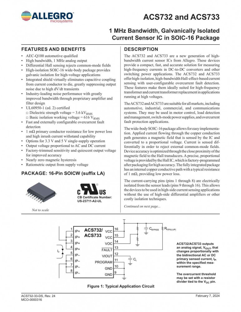 ACS732 datasheet page 1