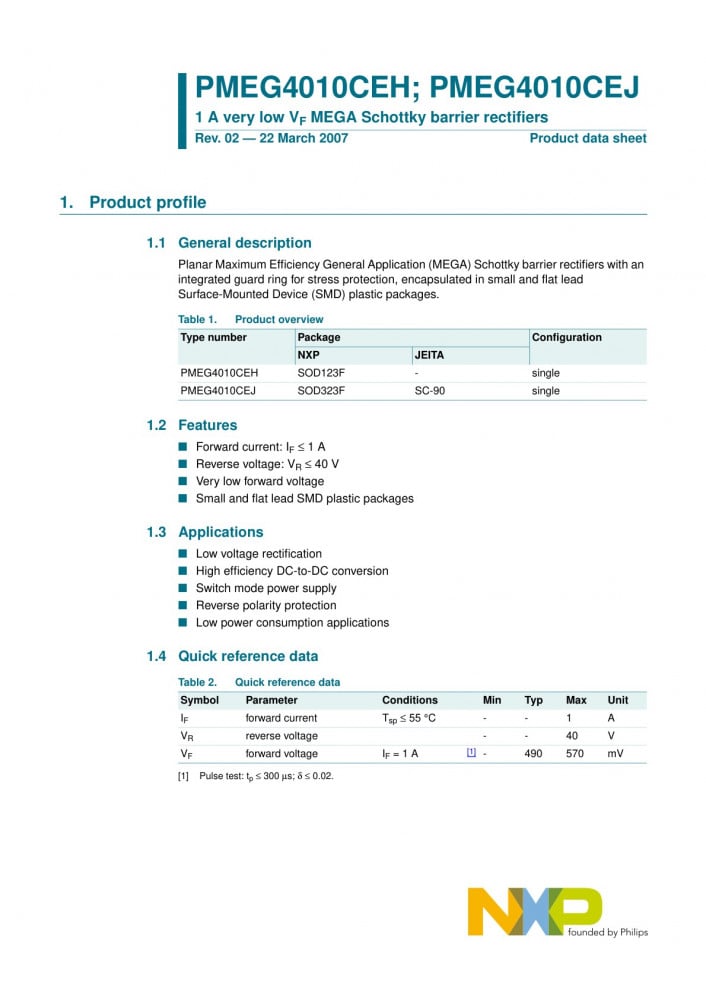 PMEG4010CEJ datasheet page 1