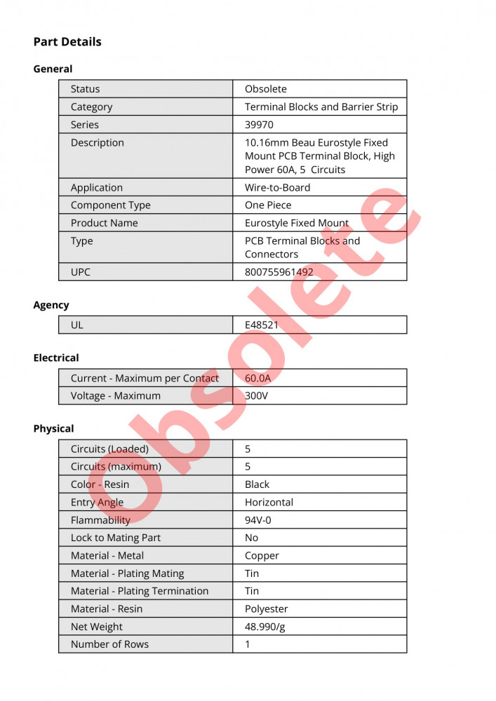 MOLEX 399700105 technical document page 2