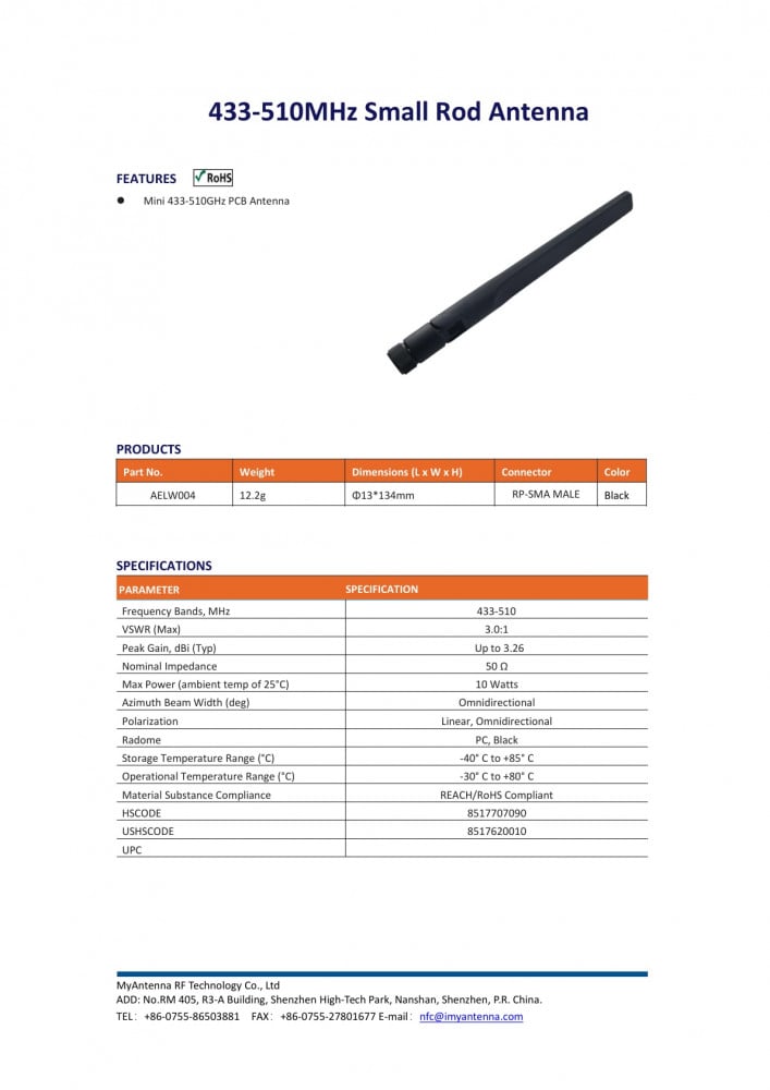 AELW004 datasheet page 1