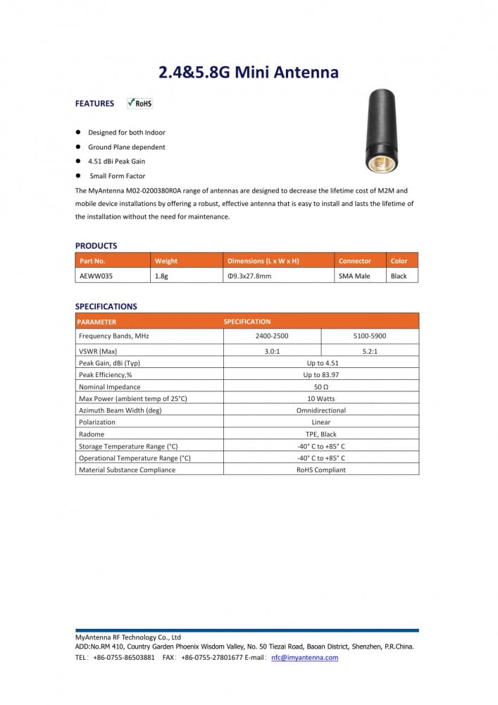 AEWW035 datasheet page 1