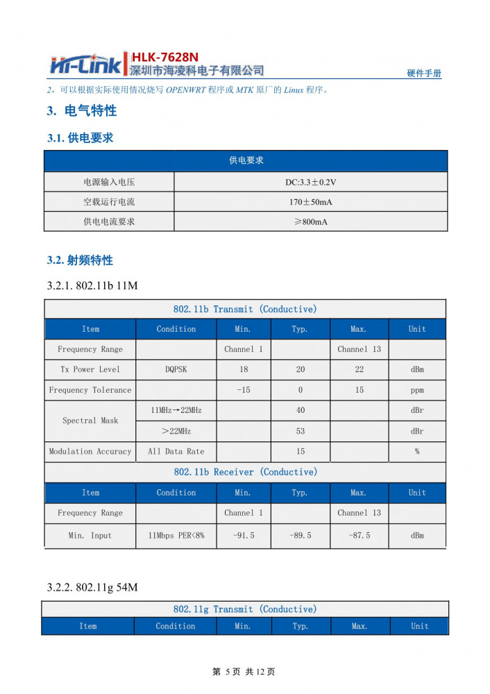HLK-7628N hardware manual page 8