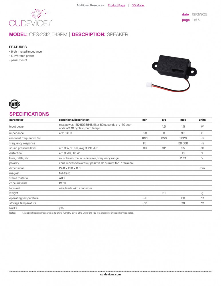 CES-231210-18PM datasheet page 1