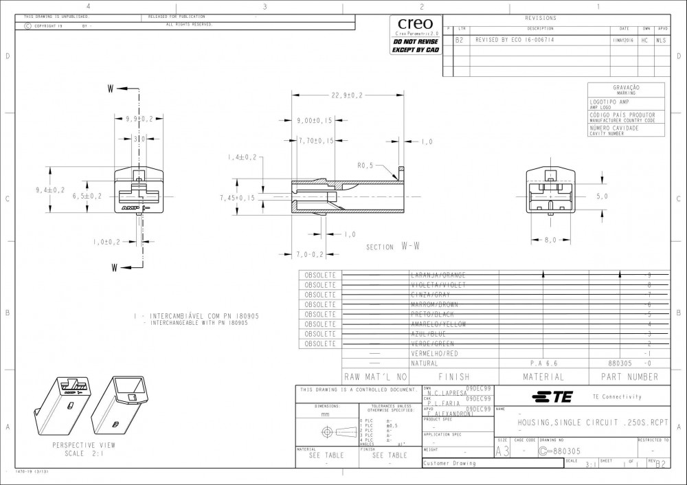 TE Connectivity 880305 technical drawing preview