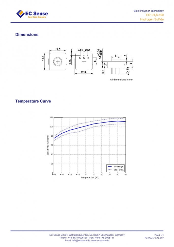ES1-H2S-100-01 technical document page 2