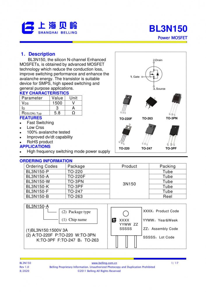 BL3N150-B datasheet page 1