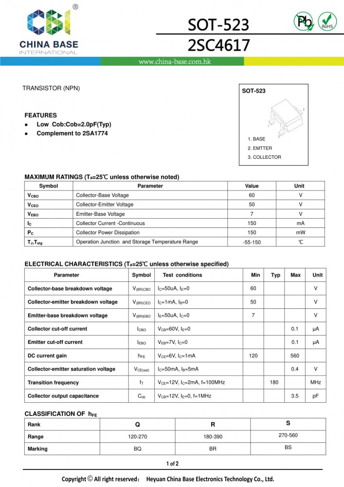 2SC4617 datasheet page 1