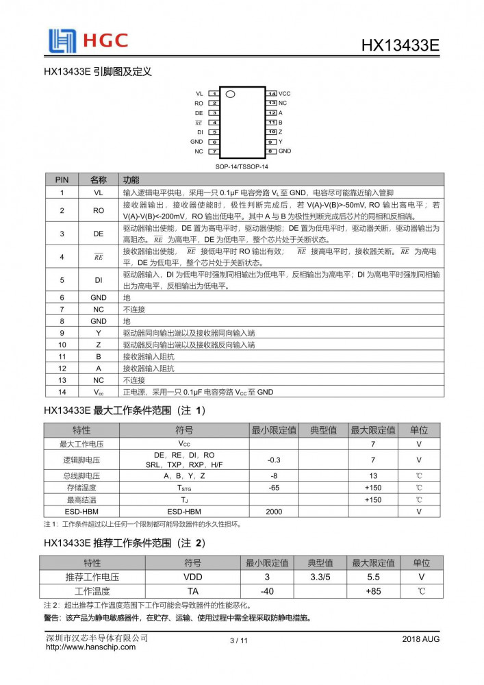 HX13433E datasheet page 3