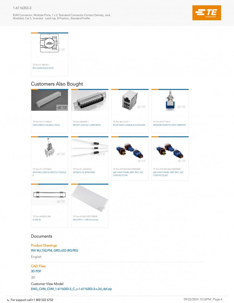 TE Connectivity 1-6116353-3 technical document page 4