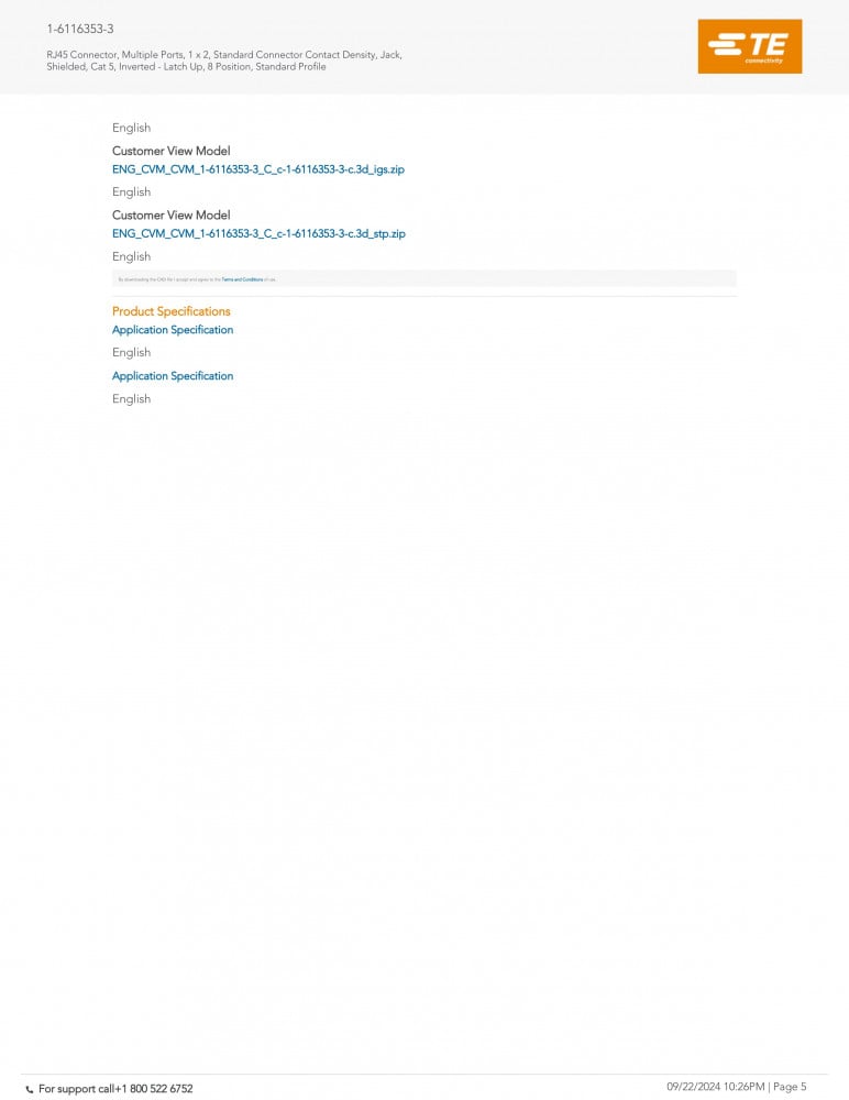 TE Connectivity 1-6116353-3 technical document page 5