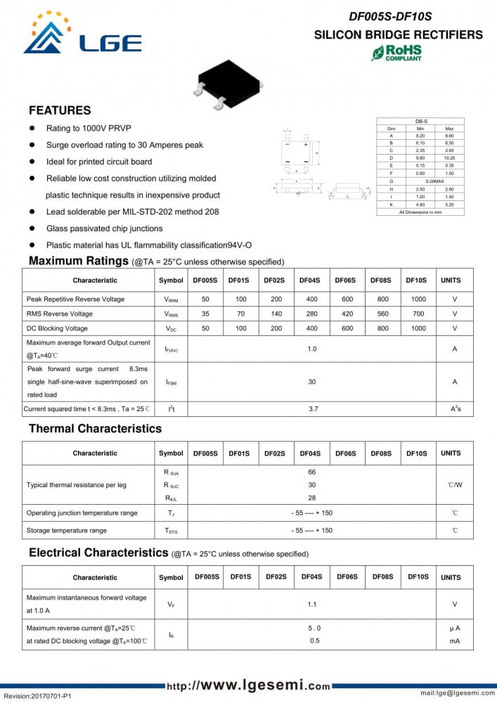 LGE DF10S datasheet page 1