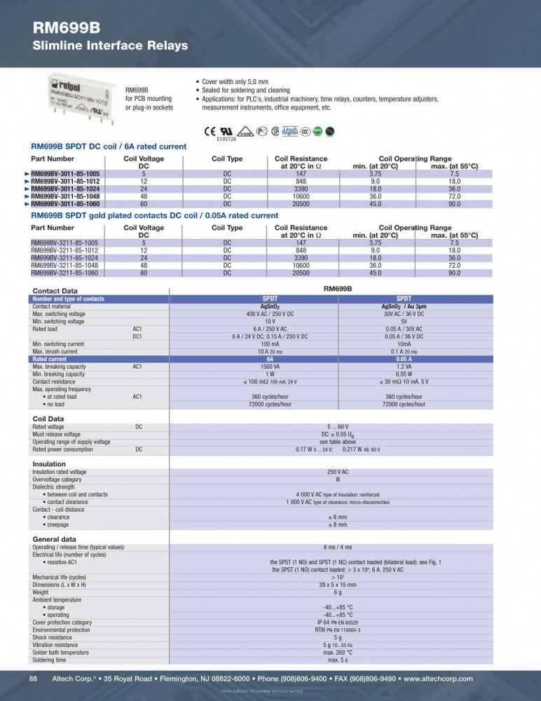RM699B relay technical document page 1